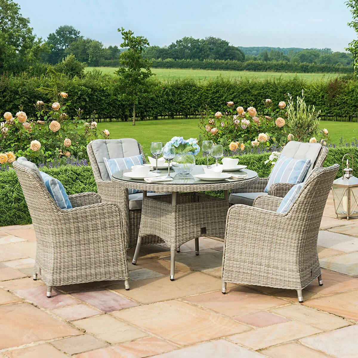 Oxford Venice 4 Seat Round Rattan Dining Set - SunSet Seating