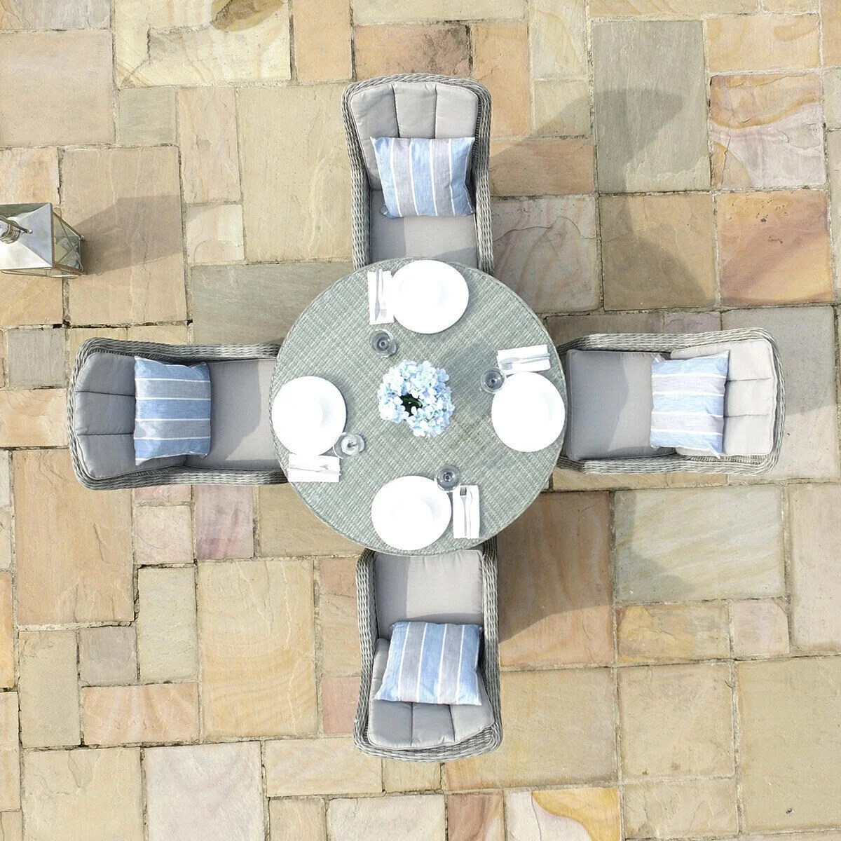 Oxford Venice 4 Seat Round Rattan Dining Set - SunSet Seating