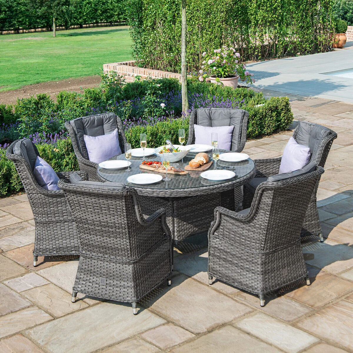 Victoria 6 Seat Round Rattan Dining Set - SunSet Seating