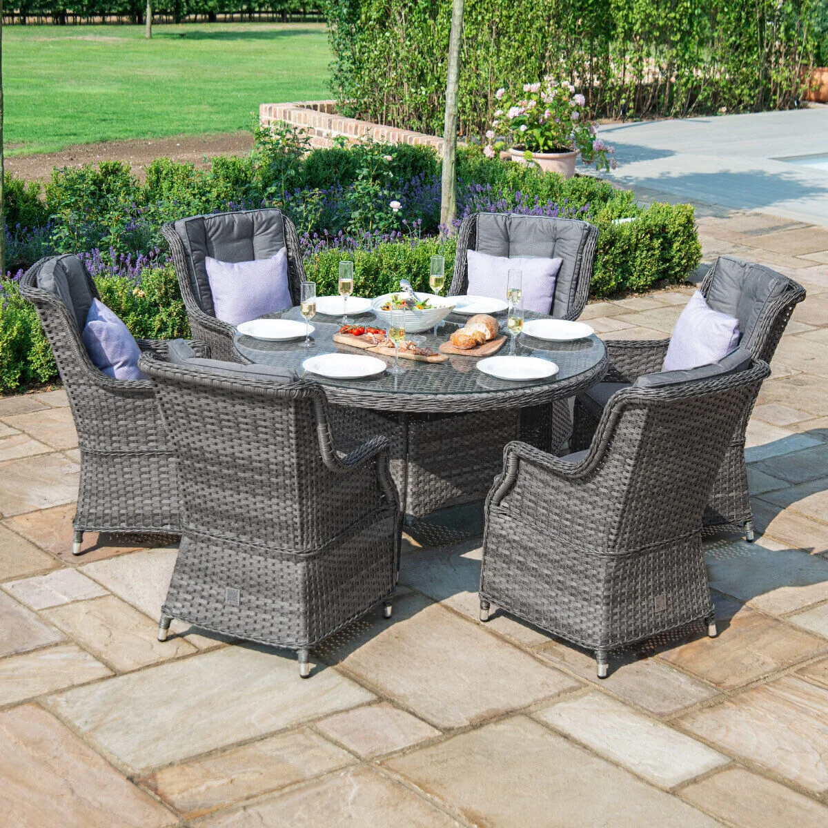 Victoria 6 Seat Round Rattan Dining Set - SunSet Seating