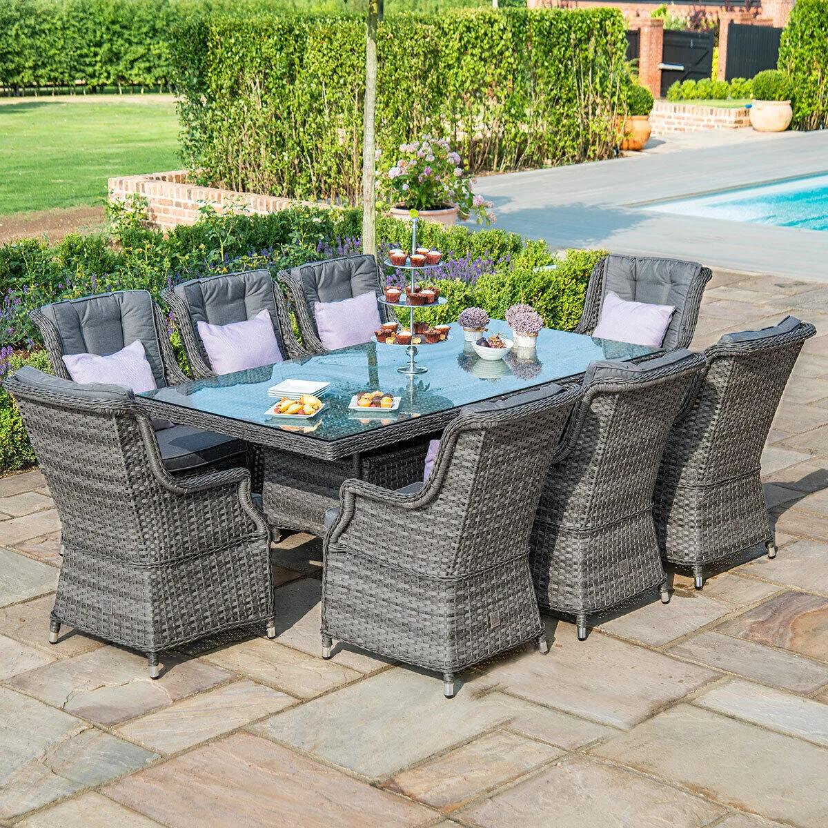 Victoria 8 Seat Rectangular Rattan Dining Set - SunSet Seating