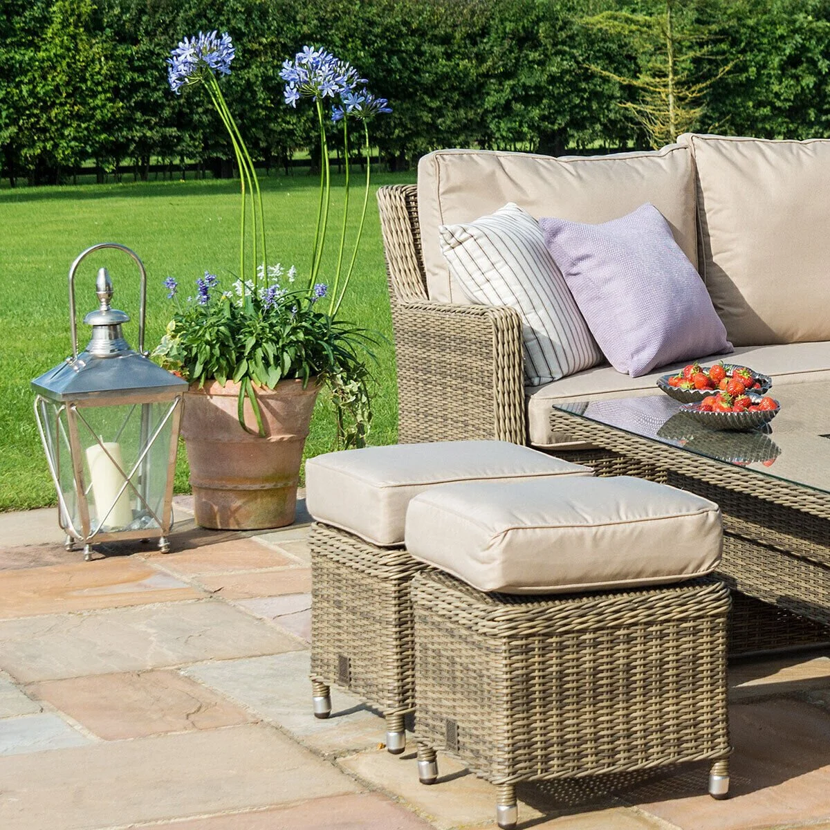 Winchester Corner Rattan Dining Set with Fire Pit Rising Table and ...